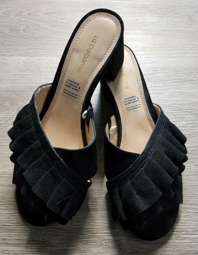 Liz Claiborne Erika Black Ruffle heels size 6 M New | eBay