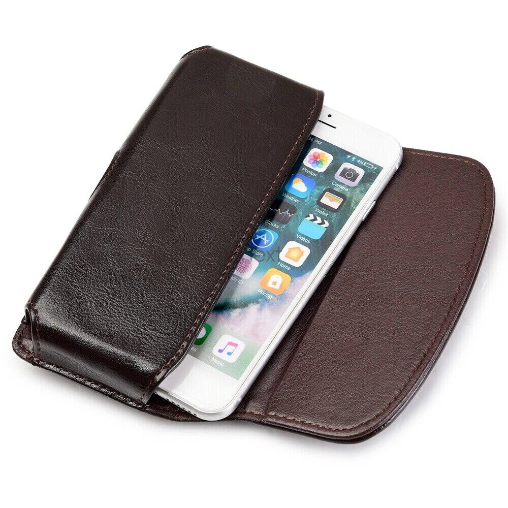 Universal Large Horizontal Phone Case Real Leather Pouch Holster Belt ...
