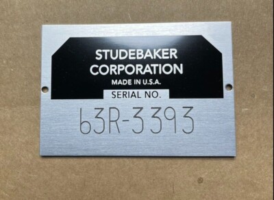 STUDEBAKER CORPORATION AVANTI MODEL SERIAL NUMBER DATA PLATE ID TAG | eBay