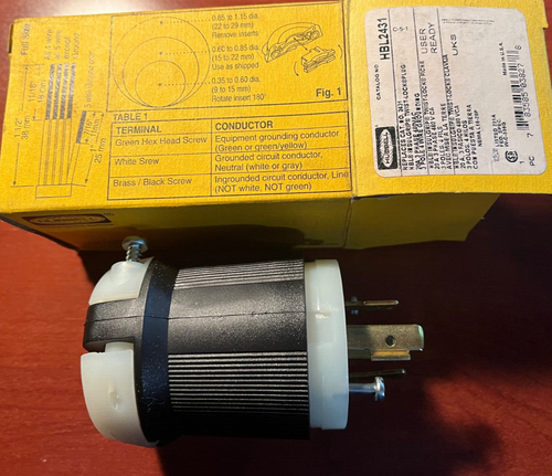 HUBBELL HBL2431 Plug,480VAC,20A,L16-20P,3P,4W,3PH | eBay