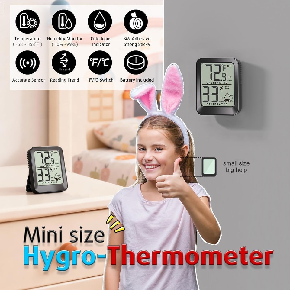 3 Pack Digital Indoor Thermometer Hygrometer Mini Temp Humidity Gauge ...