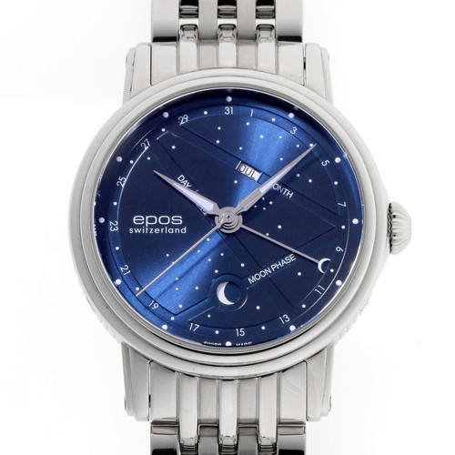 EPOS Emotion Night Sky Moon Phase Automatic 3391BLM Blue Dial SS Used ...