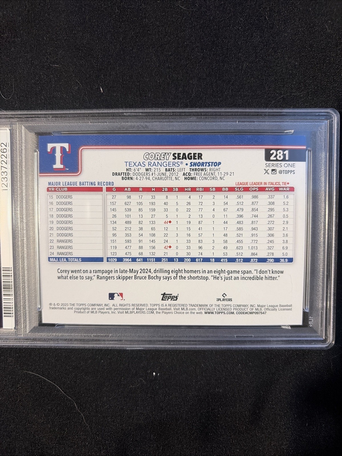 2025 Topps Series 1 - Corey Seager #281 for sale online | eBay