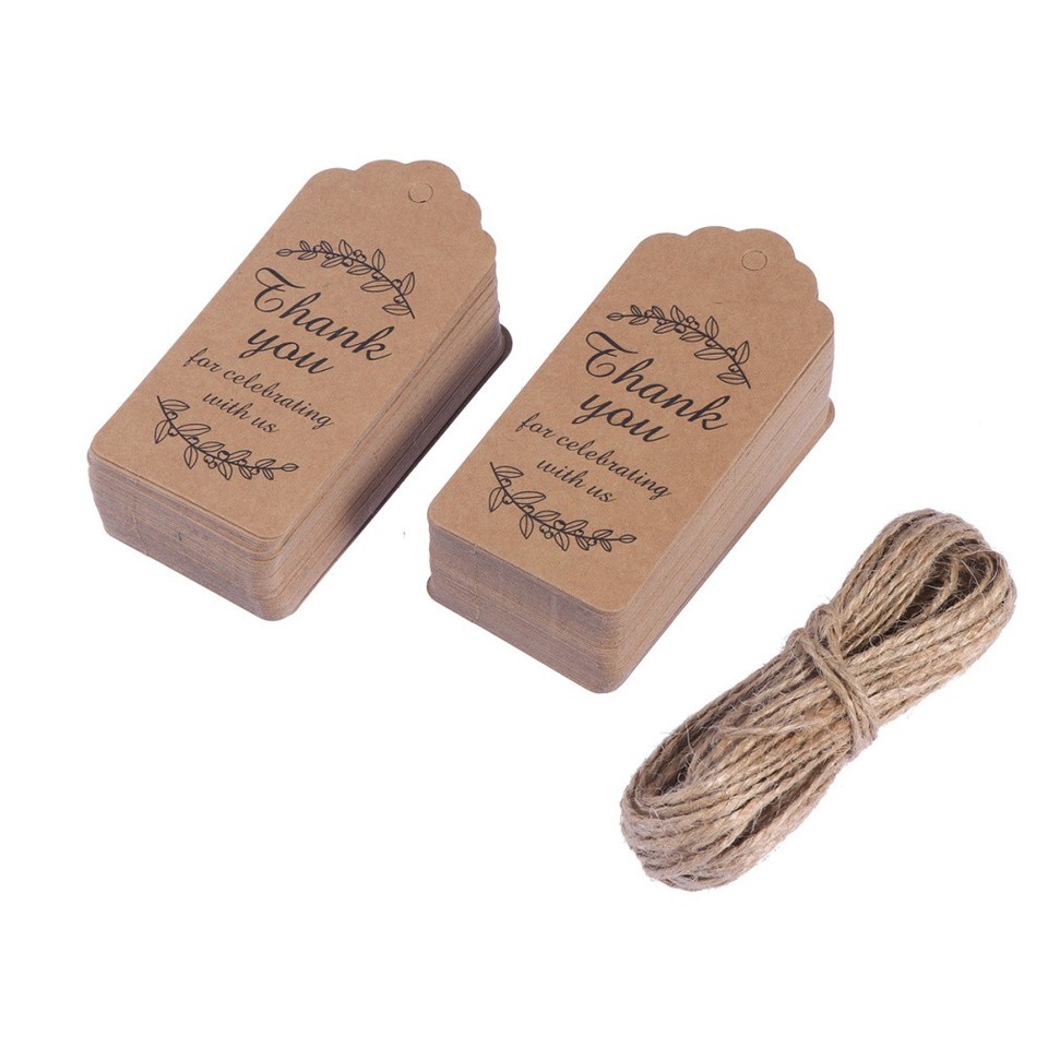 101pcs Kraft Paper Tags Thank You Notes with Jute Twine Gifts Favors ...