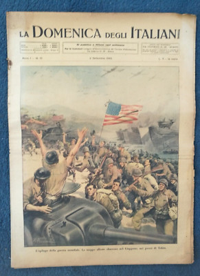 SEPTEMBER 2 1945 YANKS IN TOKYO BAY END WW2 ITALIAN MAG cover by RINO ...