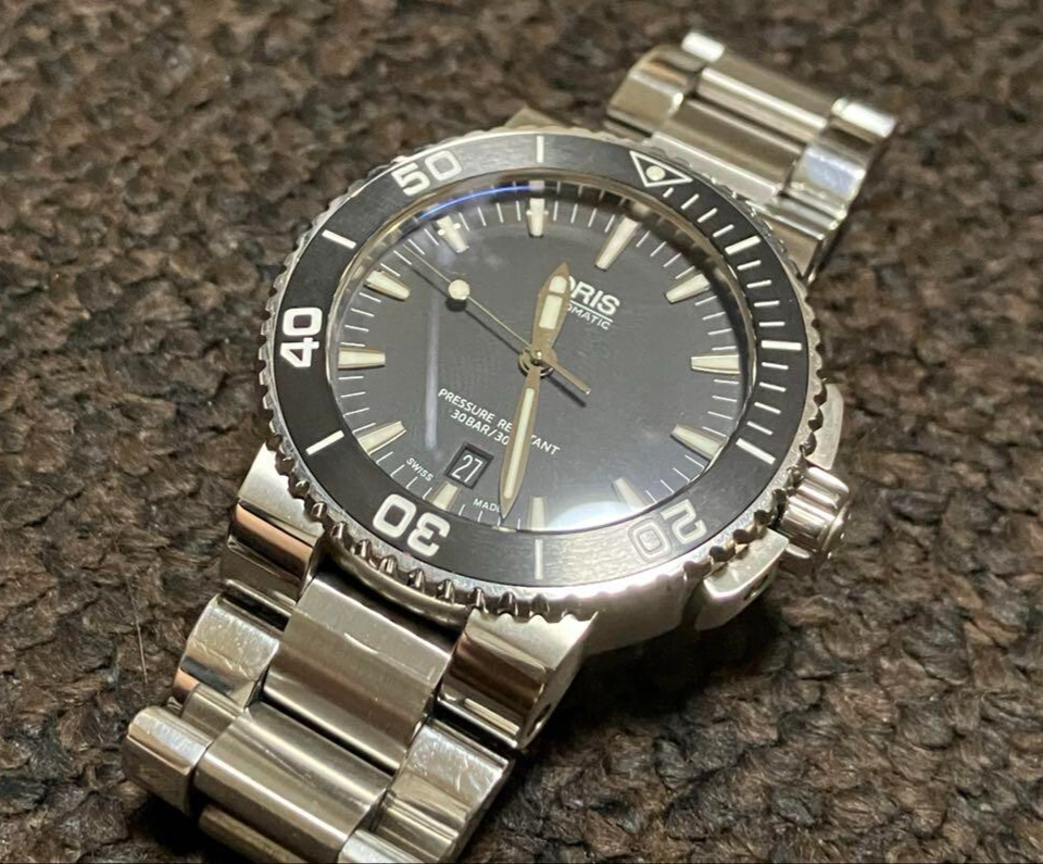 ORIS Aquis 7653 Date Black Dial Automatic Men's Watch from JP | eBay