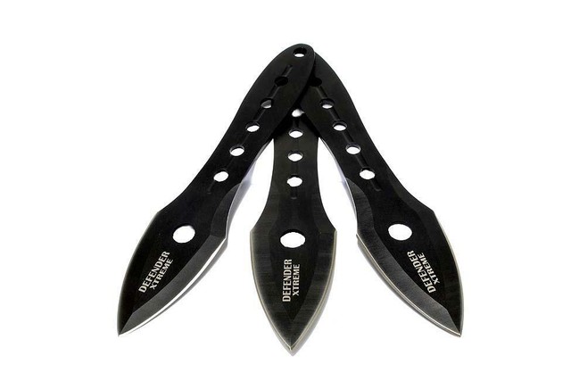 Set of 3 All Black Defender Throwing Knives With Sheath for sale online ...