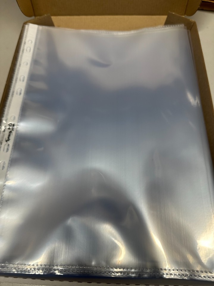A4 GLASS CLEAR 100 x punched pockets heavy duty 80 Micron plastic ...