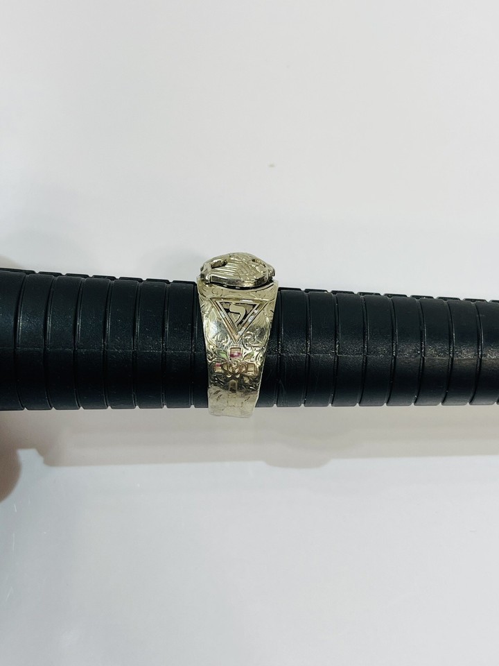 Vintage Masonic Scottish Rite 32nd Degree Ring 14k White Gold Size 12.5 ...
