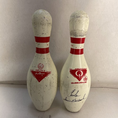 Amflite 2 II Bowling Pins SET OF 2 USBC Plastic Coated USA Vintage 1 ...
