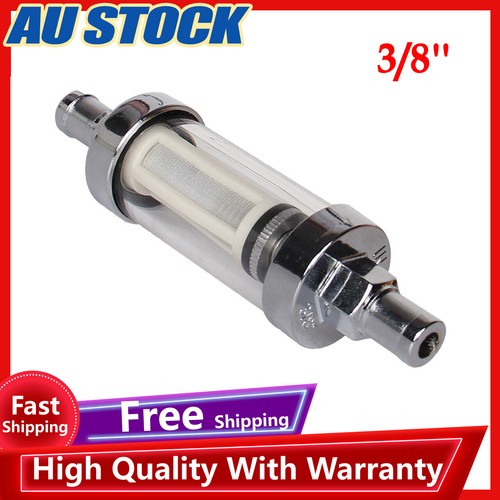Universal Fuel Filter Clear View Inline 3/8" Chrome Hose Barb Petrol ...