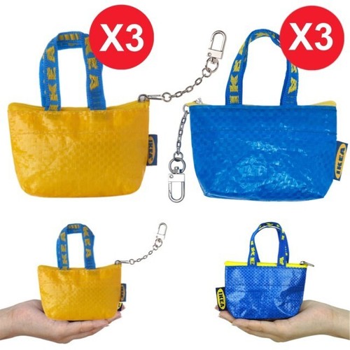 MIX6 IKEA Knölig Small Bag Yellow + Blue Zipper Coin Keychain Backpack ...