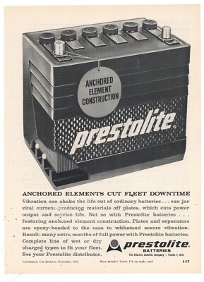 1962 Prestolite Auto Batteries Ad: Fleet Model - Electric Auto Lite Co ...