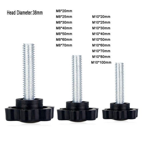 M8 M10 Thumb Screws Hand Knob Grip Bolts Black Plastic Hexalobular Star ...