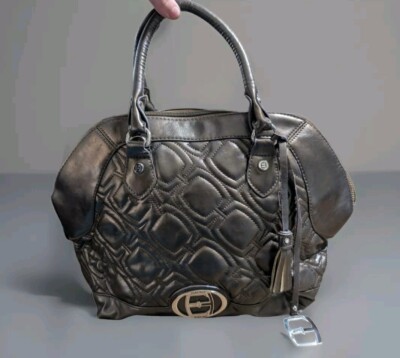 Ellen Tracy Dome Purse Gun Metal Gray Shoulder Hand Bag Bronze W Bag ...