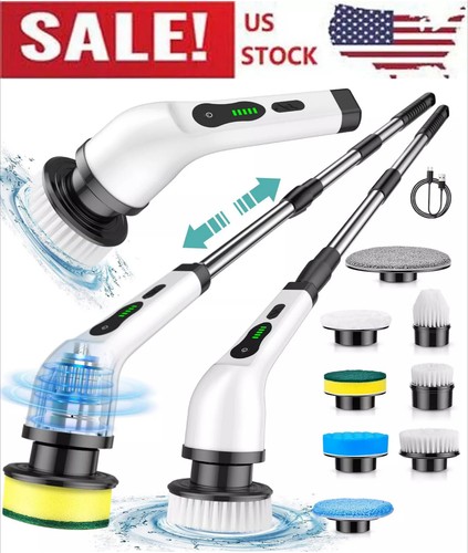 8 IN 1 Electric Spin Scrubber Cordless Power Cleaning Brush ...