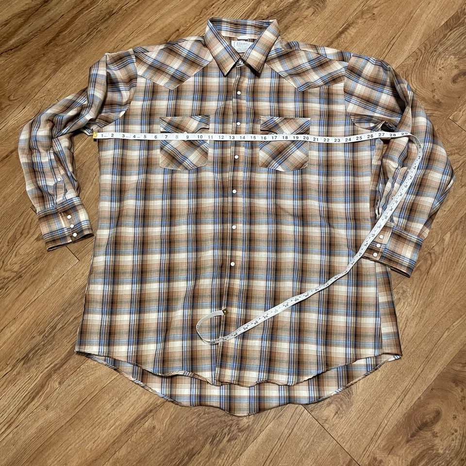 Vintage H Bar C Ranchwear Western Shirt Men 18-35 Long Sleeve Pearl ...