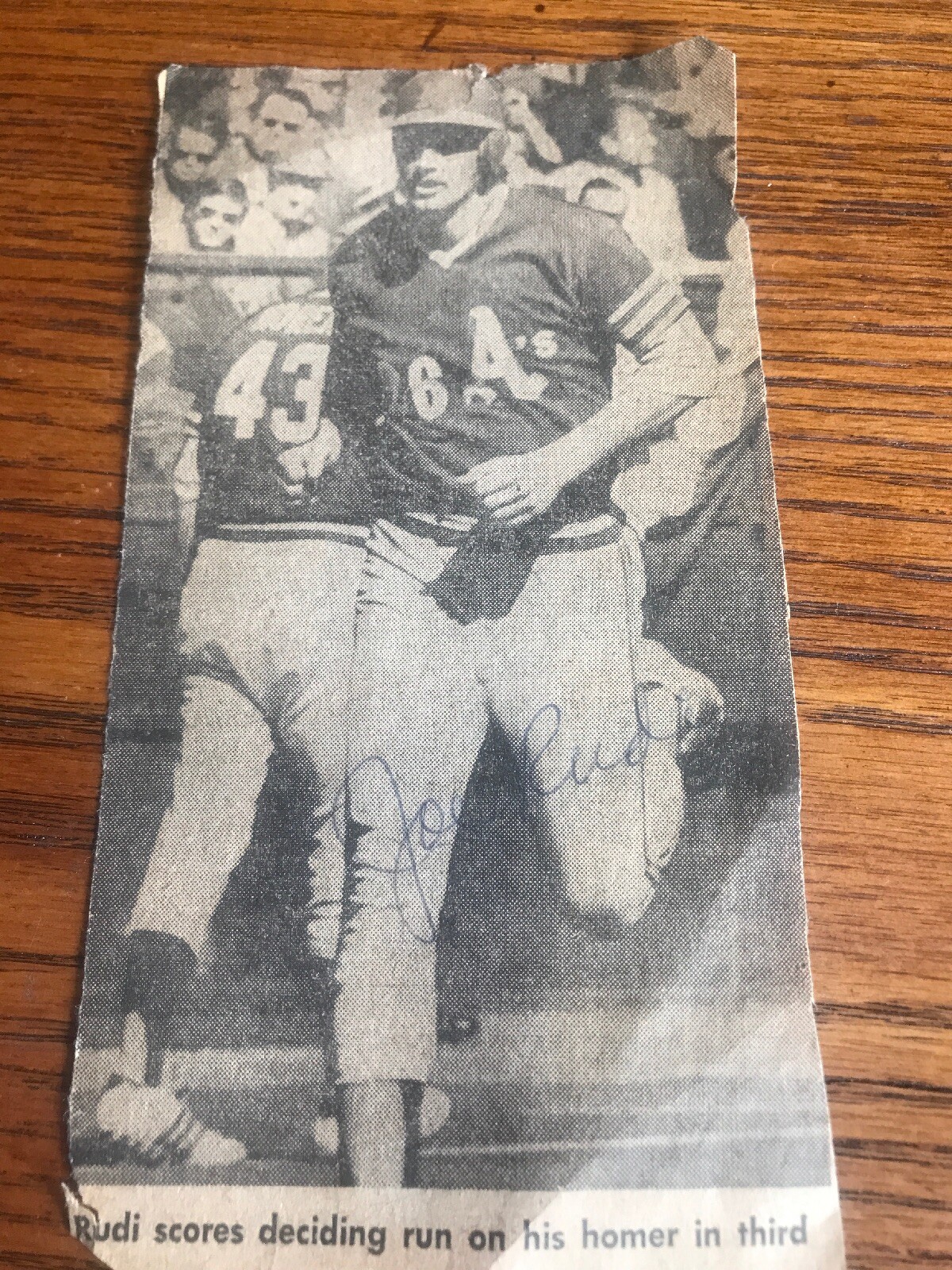 JOE RUDI Autographed Newspaper Clipping Oakland A’s 1970’s | eBay