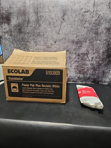 12 PACK Ecolab 6100909 Stainblaster Power Pak Plus Reclaim White 1.2lb ...