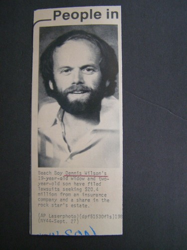 AP Wire Press Photo 1983 Beach Boys Drummer Dennis Wilson Death Lawsuit ...