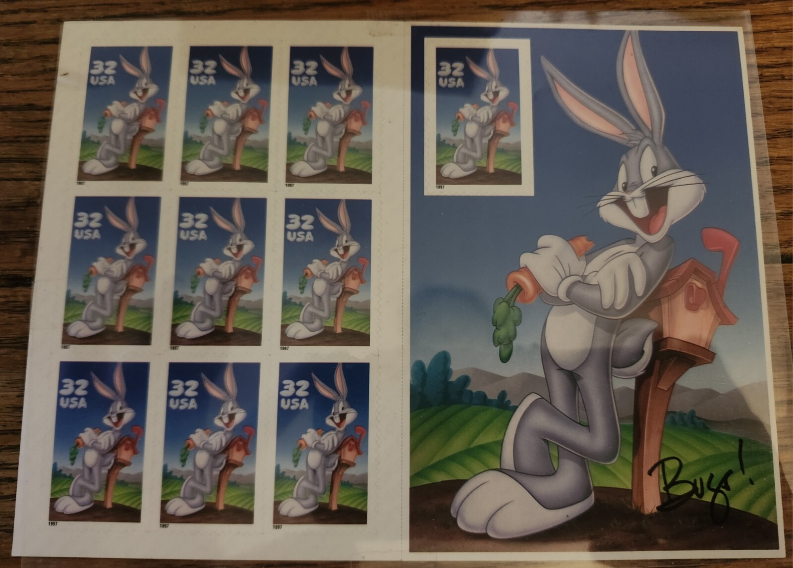 USPS Looney Tunes Bugs Bunny 1997 Stamp Sheet 10 Full Pane 32 cent New ...
