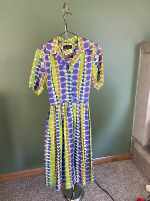 Vintage 60’s 50s Carol Cook Psychedelic Mod Shirt Dress Geometric ...