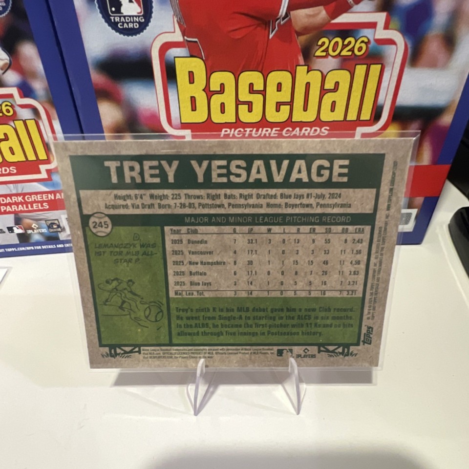 Topps 2026 Heritage Chrome Rookie Trey Yesavage Blue Jays MLB #245 ...