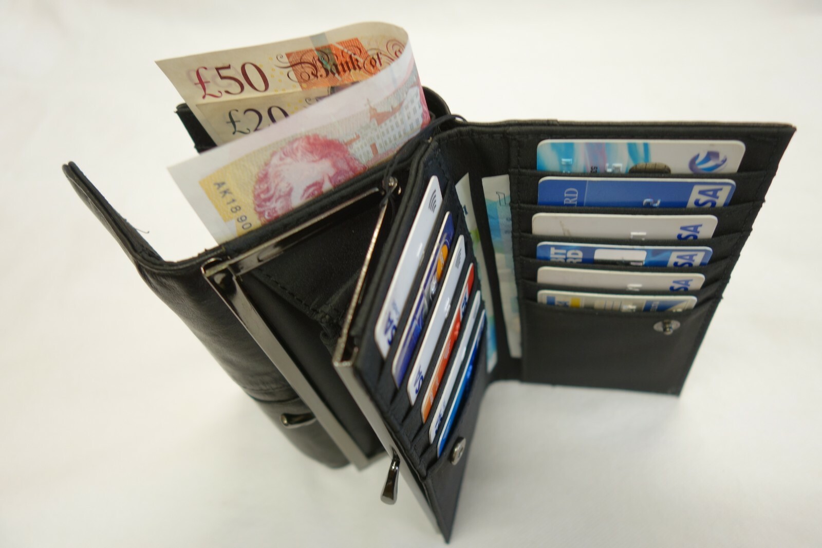 Ladies Leather Purse Wallet Black Extra Large Size | eBay UK