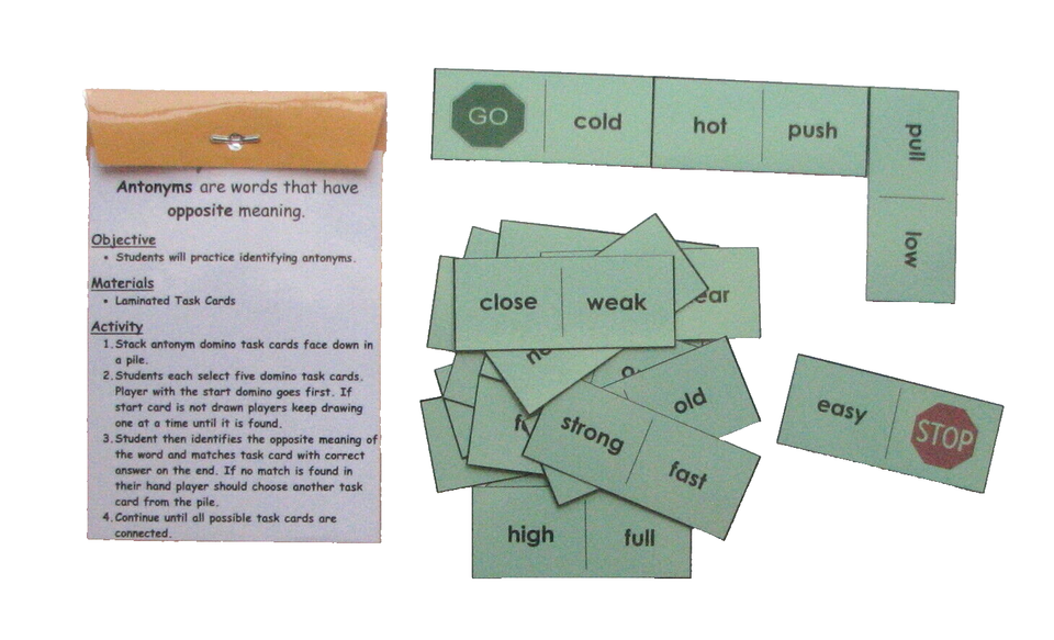 Teacher Made Literacy Center Learning Resource Game Antonym Dominoes | eBay