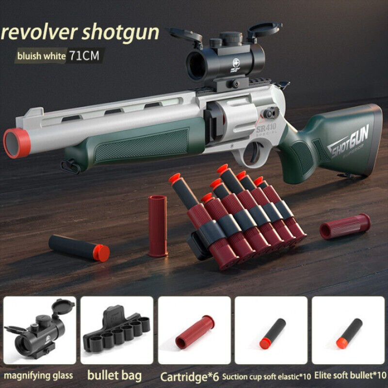 Soft Foam Dart Revolver Blaster Air Pump Shotgun Toy Gun Soft Bullet ...