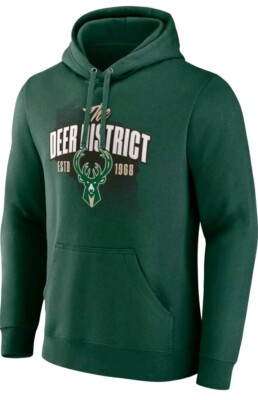 Milwaukee Bucks Hoodie Sweatshirt Green Men's XL NWT NBA Deer District ...