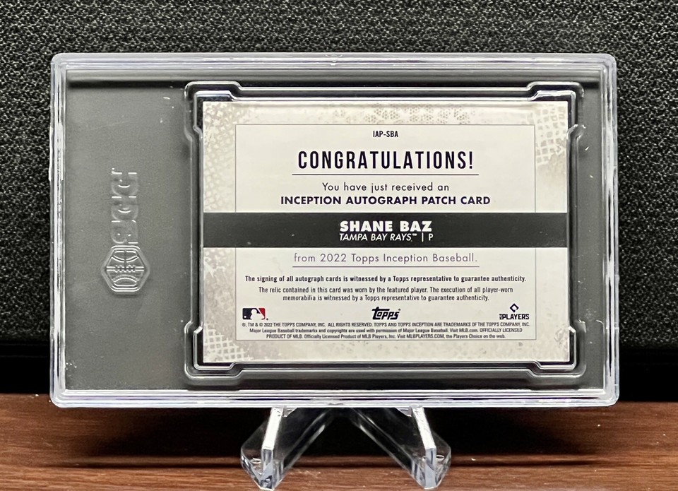 SHANE BAZ 2022 Topps Inception Rookie Patch Card RC SGC 9.5 Auto 10 #69 ...