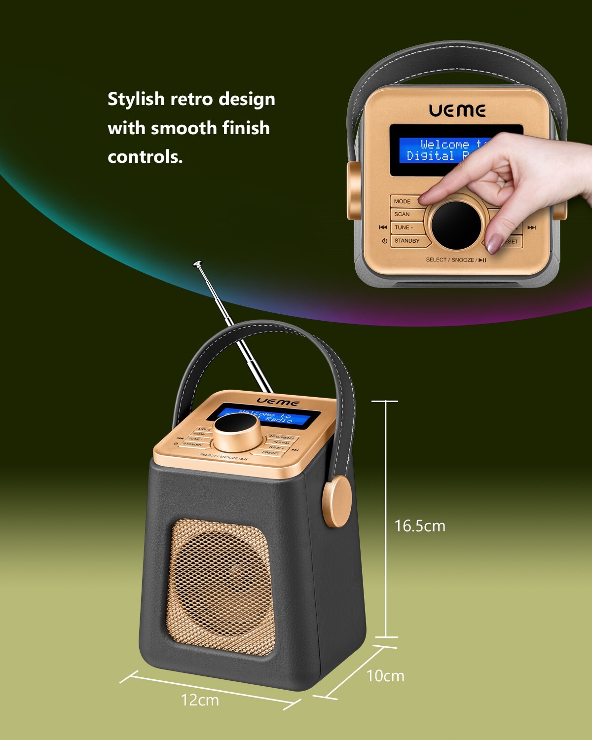 UEME DAB/DAB+ FM Radio, USB Rechargeable, 2600mAh Battery, Bluetooth ...