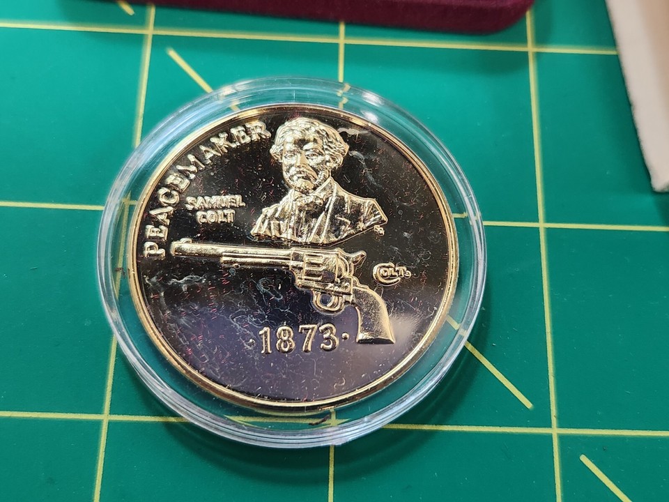 NRA Colt Peacemaker Gun Collector Coin 1873 24K Gold plated Proof Medal ...