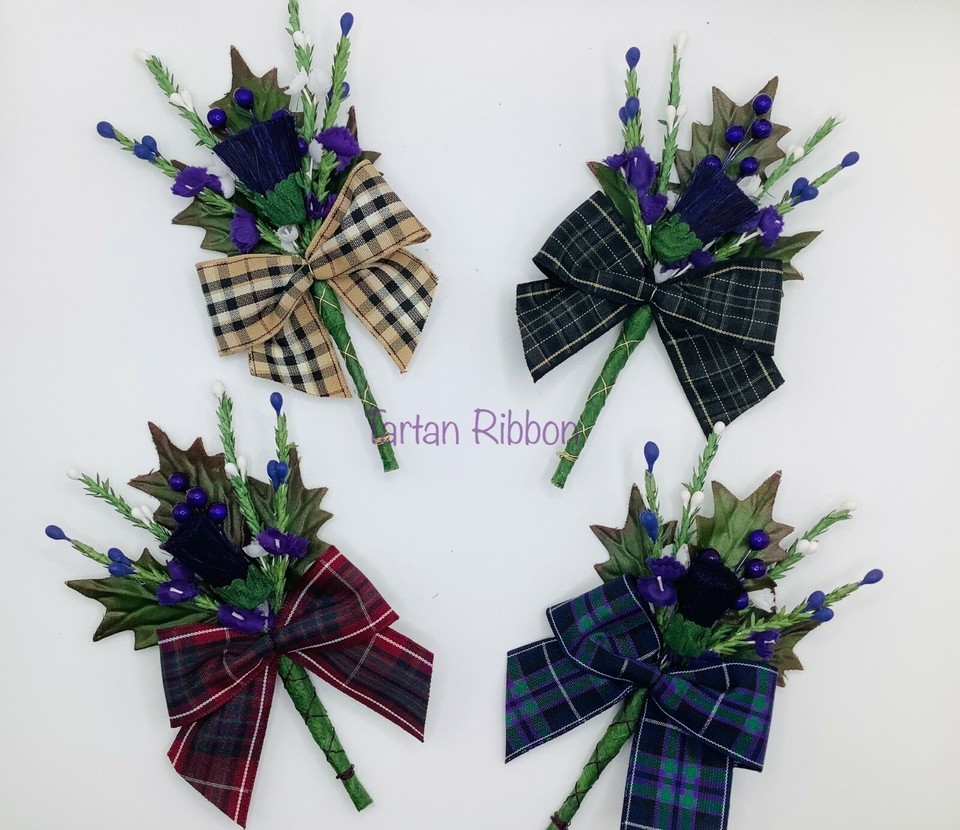 Scottish Buttonholes~Choice of Pride of Scotland Tartan~Choice of ...
