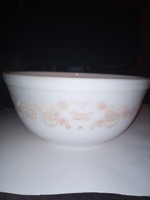 Vintage White White Pyrex Bowl With Birds | eBay