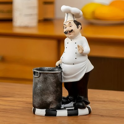 Resin Chef Figurine Statue Restaurants Cooking Table Decor Fat Chef ...