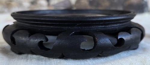 Vintage Chinese Wood Hand Carved Round Display Stand Base 4-5/8"w ...