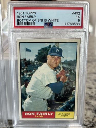 1961 Topps Ron Fairly #492 Bottom of BB White Variation! Rare PSA 5 ...