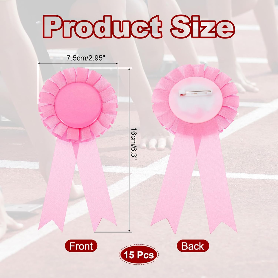 15Pcs Blank Award Ribbon, 6" X 3" Honorable Participation Badge Ribbons ...