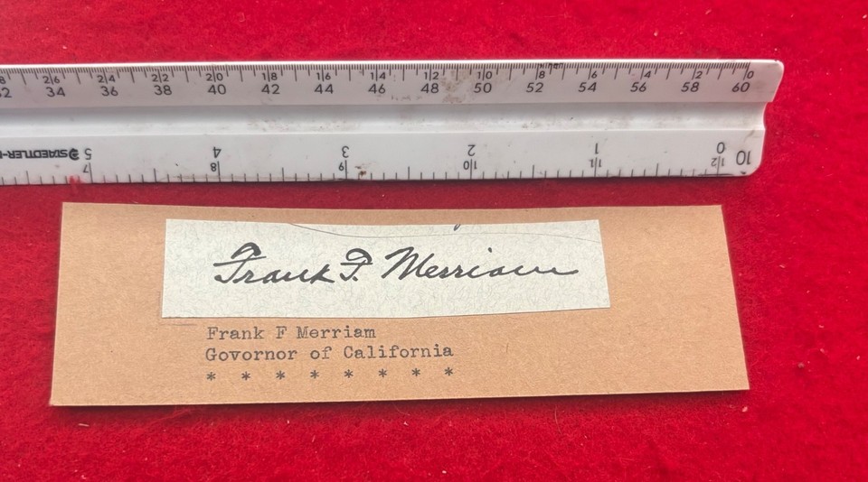 Frank Merriam - Autograph- 28th Governor of California (1934 - 1939) | eBay