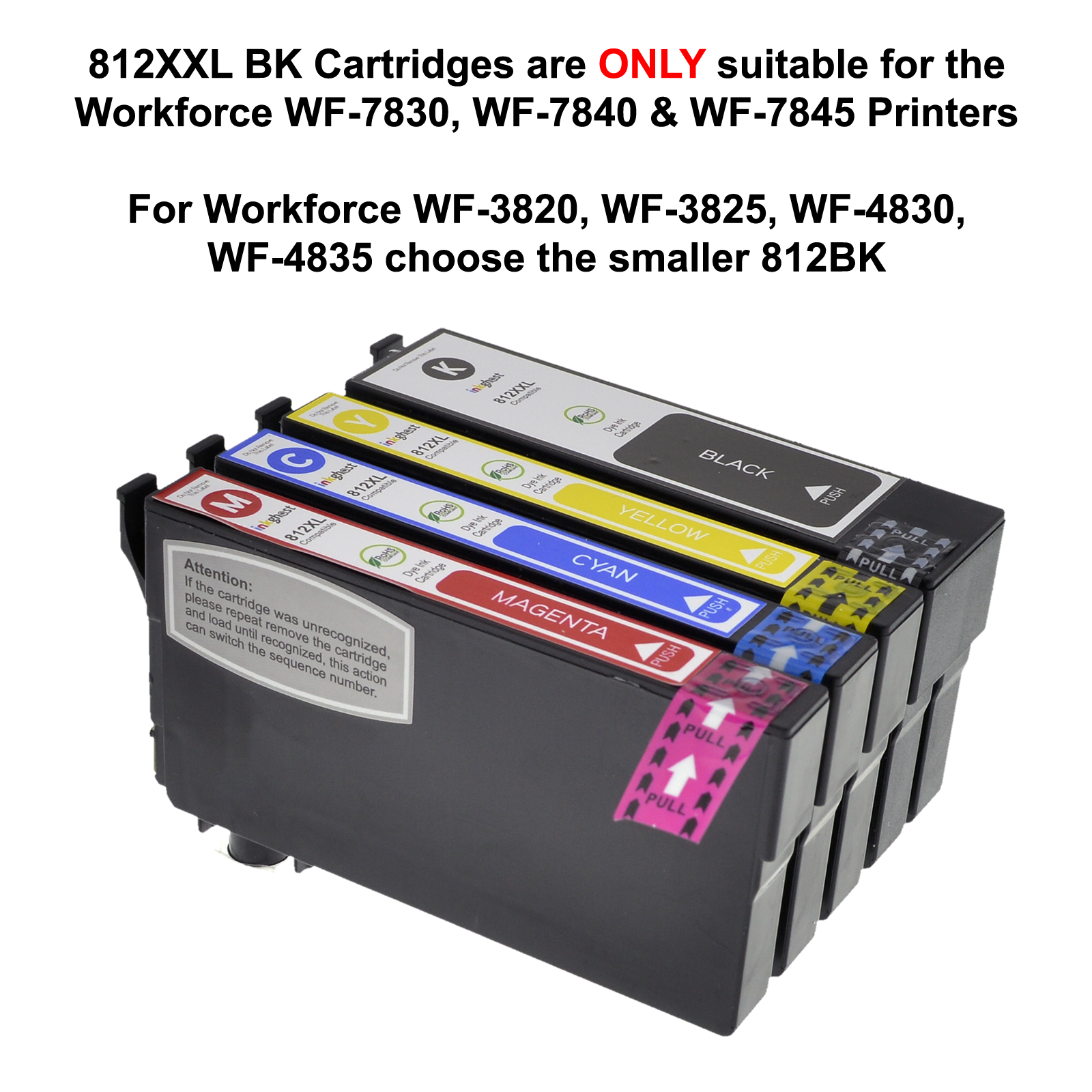 812XL XXL compatible Ink👻 ink cartridges for Epson Workforce WF-4835 ...