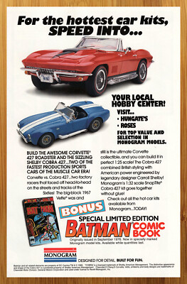 1995 Monogram Model Cars Print Ad/Poster Corvette 427 Batman Comic Book ...