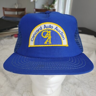 Vintage Snapback Concord Auto Auctions Hat Blue Mesh Patch Cap Made in ...