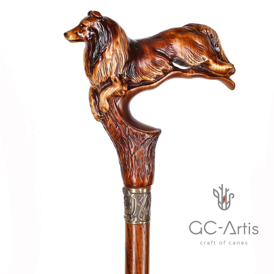 Collie Dog Walking Stick Cane Wooden Cane Scotland shepherd for men ...