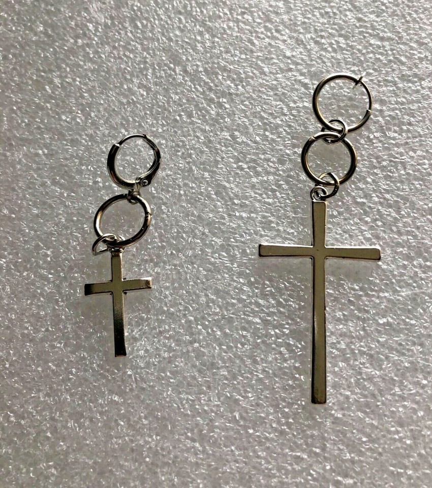 George Michael Style Single Cross & Ring Earring - Pierced or Clip-on ...