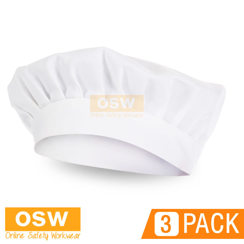 3 X WHITE CHEF BERET PASTRY KITCHEN BAKERS HATS CAPS BAKER HOTEL ...