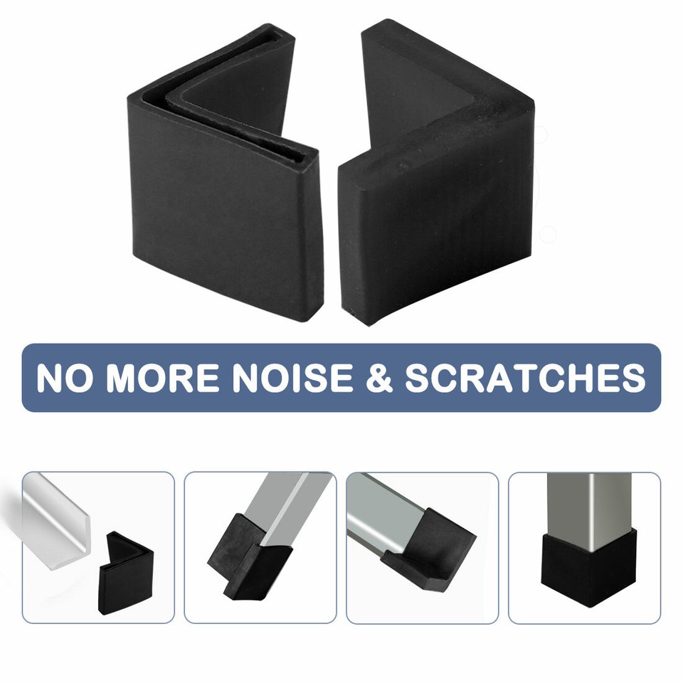 Rubber L Shaped Angle Iron Leg Foot Cover End Cap Protector Black 8 PCS ...