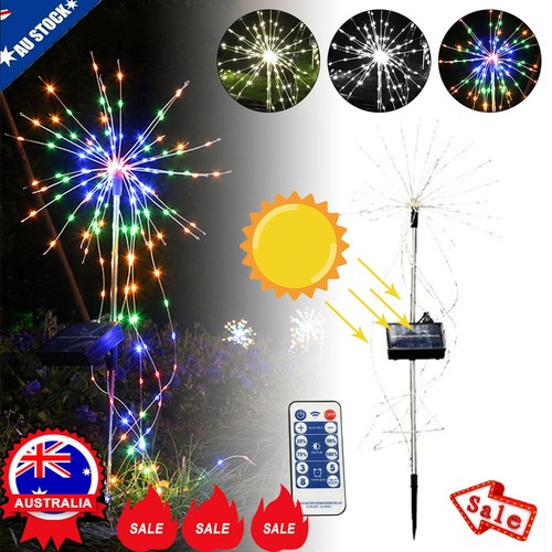 200 LED Solar Firework Lights Waterproof Outdoor Path Lawn Garden Decor ...