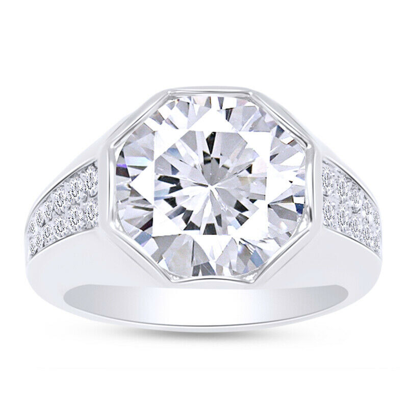 Men's Round Simulated Diamond Engagement Wedding Band Ring Sterling ...